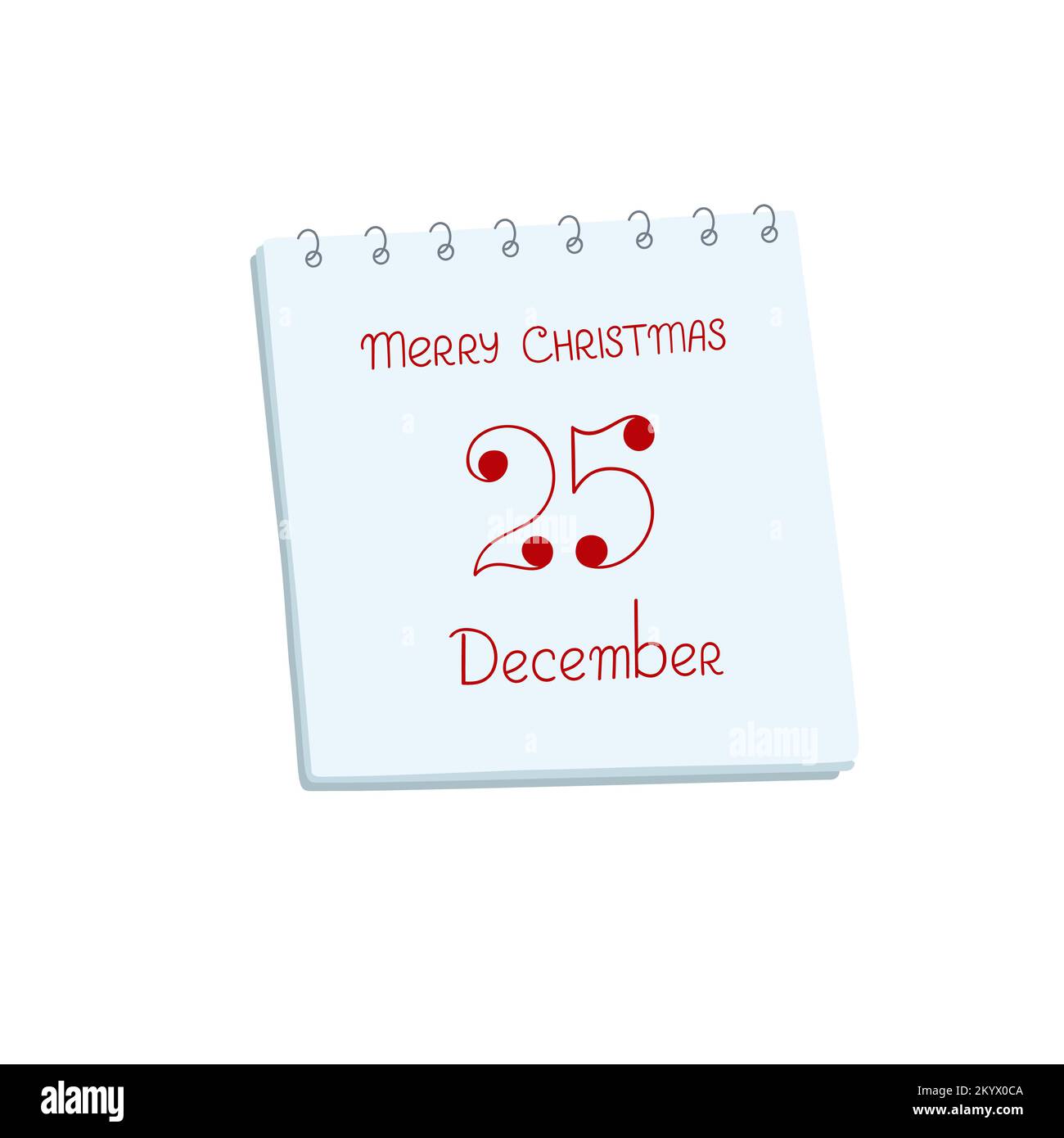Christmas holiday calendar page vector illustration, end of the year ...