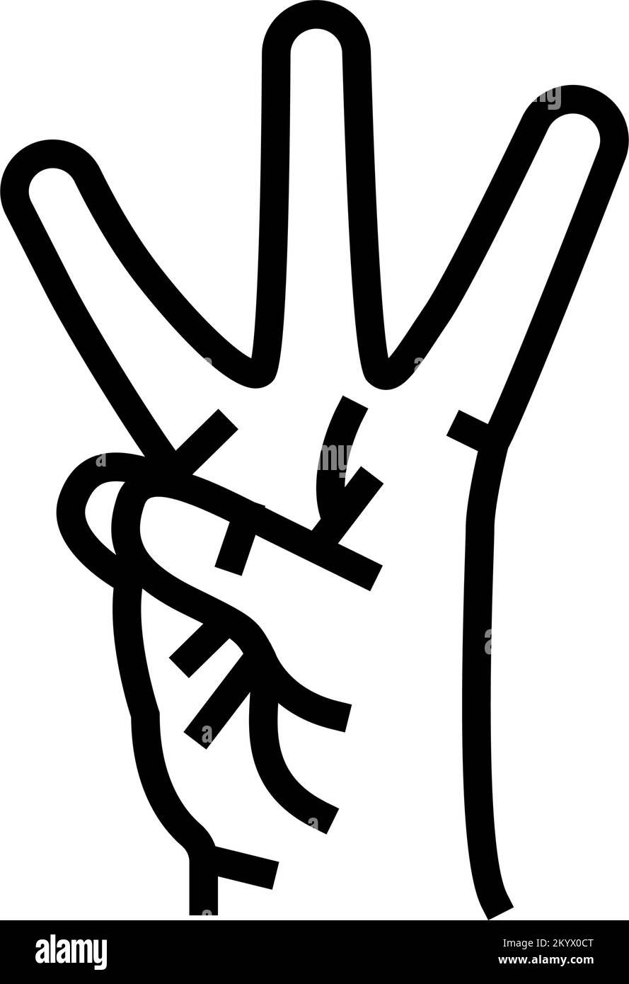 three number hand gesture line icon vector illustration Stock Vector ...