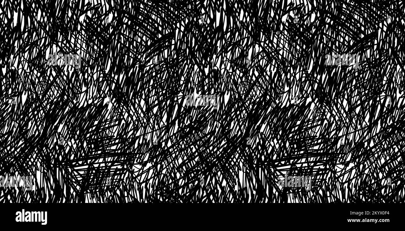 Seamless abstract chaotic ink pen or marker scribble background texture ...
