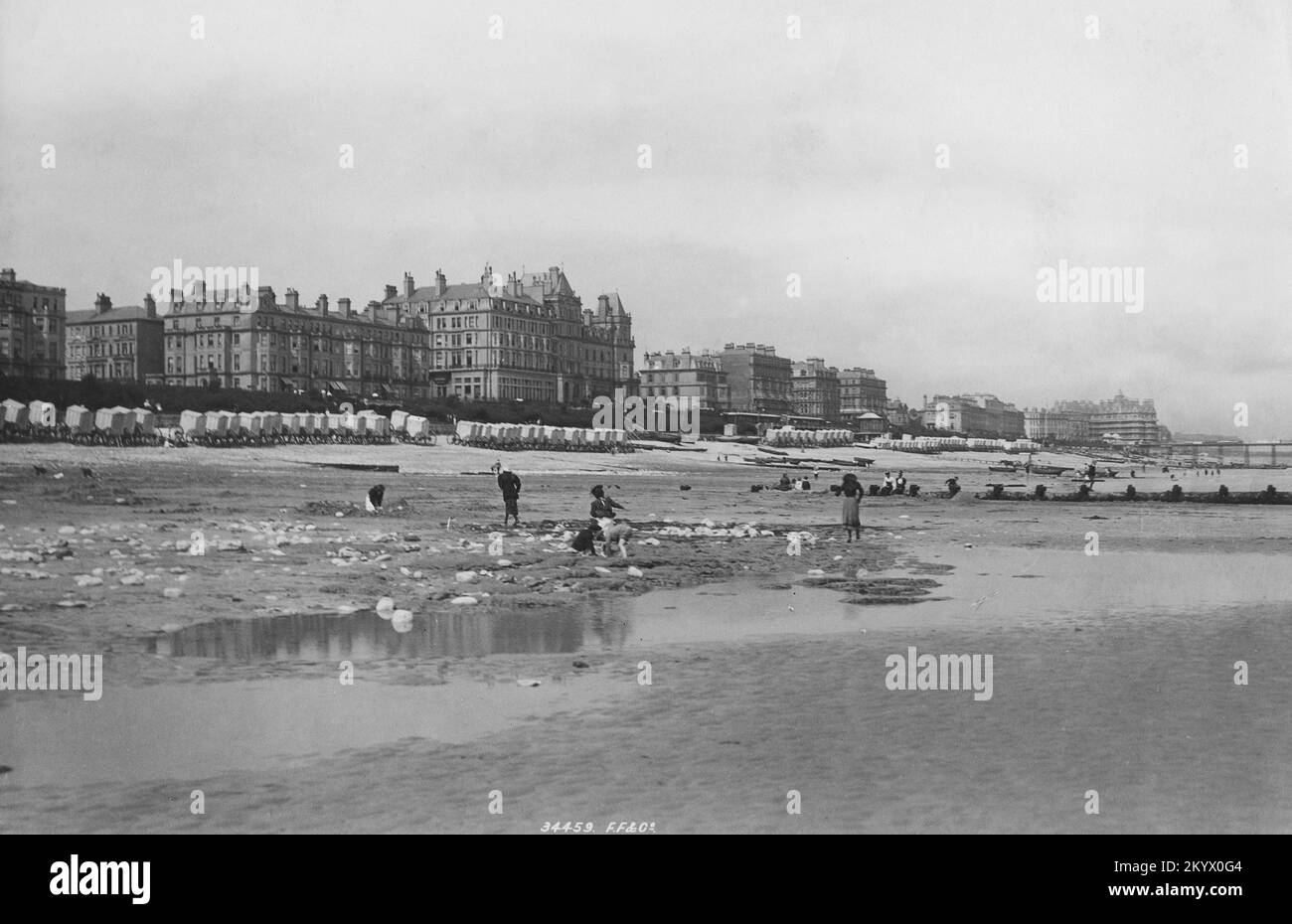 Vintage photograph - 1894 - Beach scene with bathing machines ...