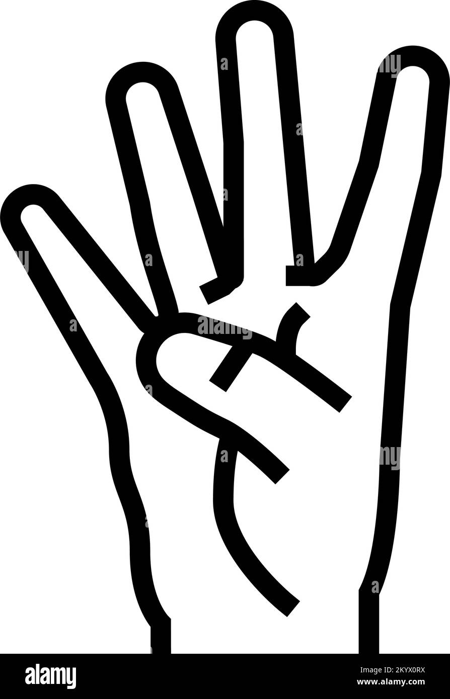 four number hand gesture line icon vector illustration Stock Vector Image & Art - Alamy