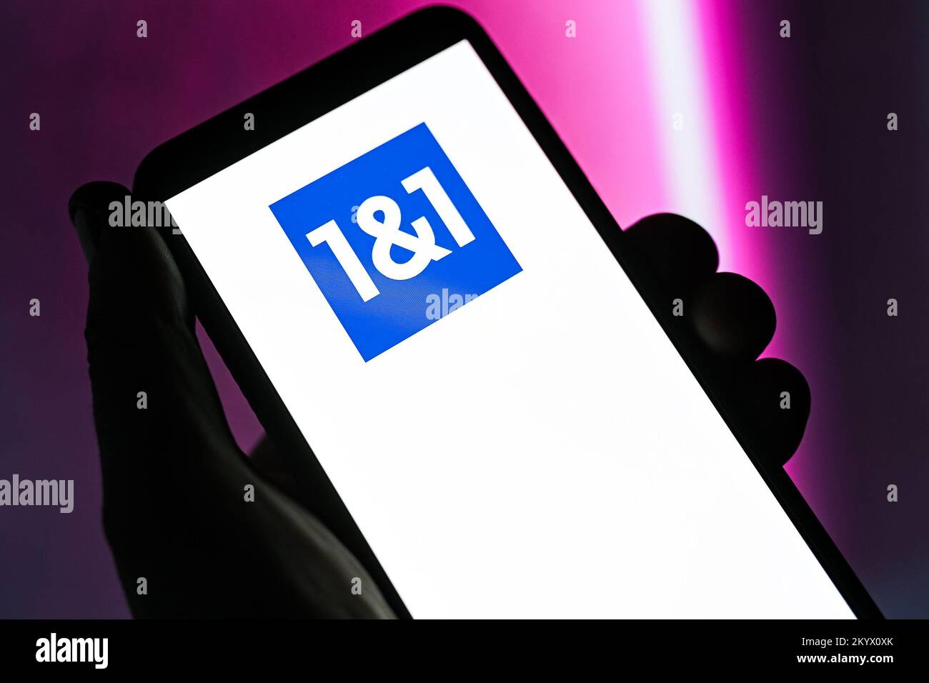 Poland. 2nd Dec, 2022. In this photo illustration a 1&1 logo seen ...