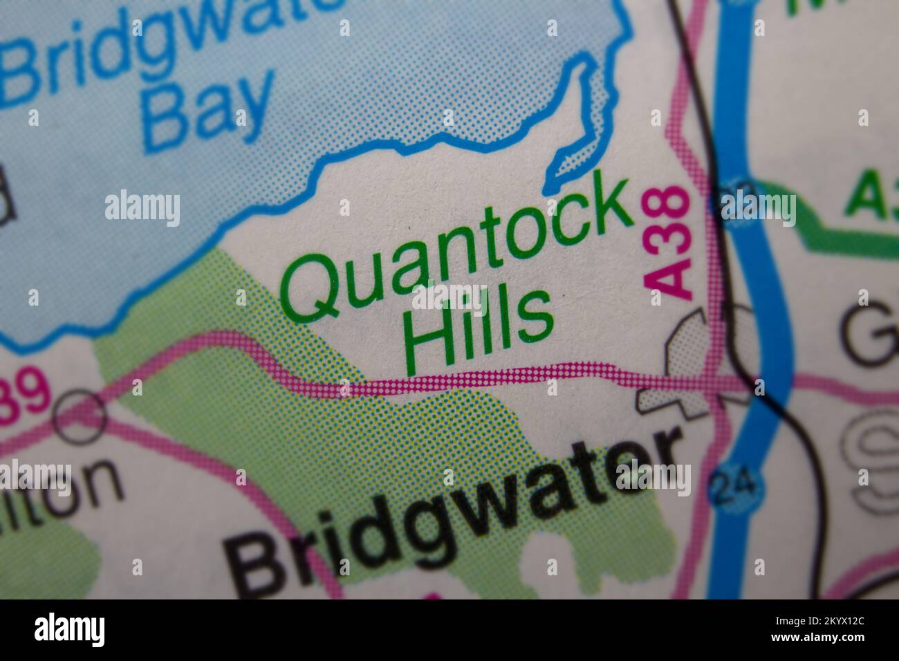 Quantoc Hills, United Kingdom atlas map town name Stock Photo - Alamy