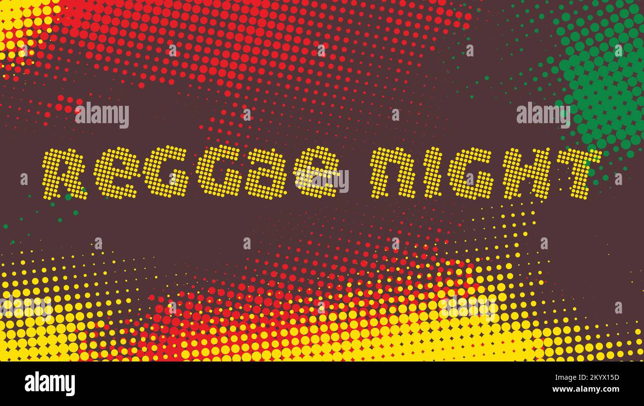 Reggae night party flyer template with halftone effect. Dotted vector ...