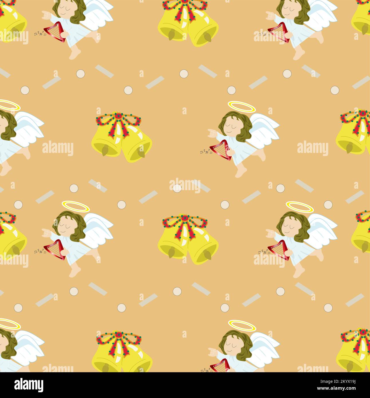 The angel with bells on the purple background,Christmas celebration ...