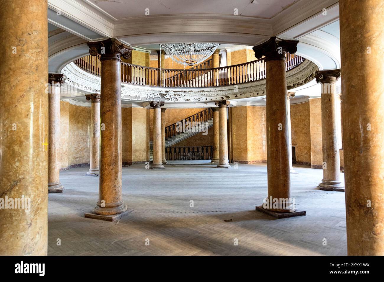 Spectacular entrance hall of a abandoned ex soviet complex of ...