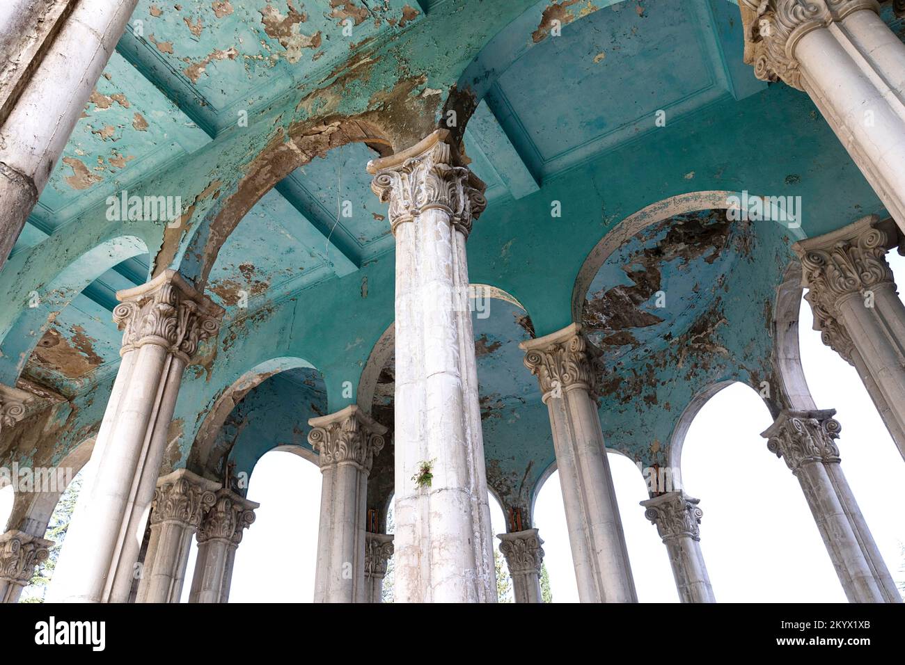 Spectacular pillars in abandoned ex soviet complex of Sanatorium Medea ...