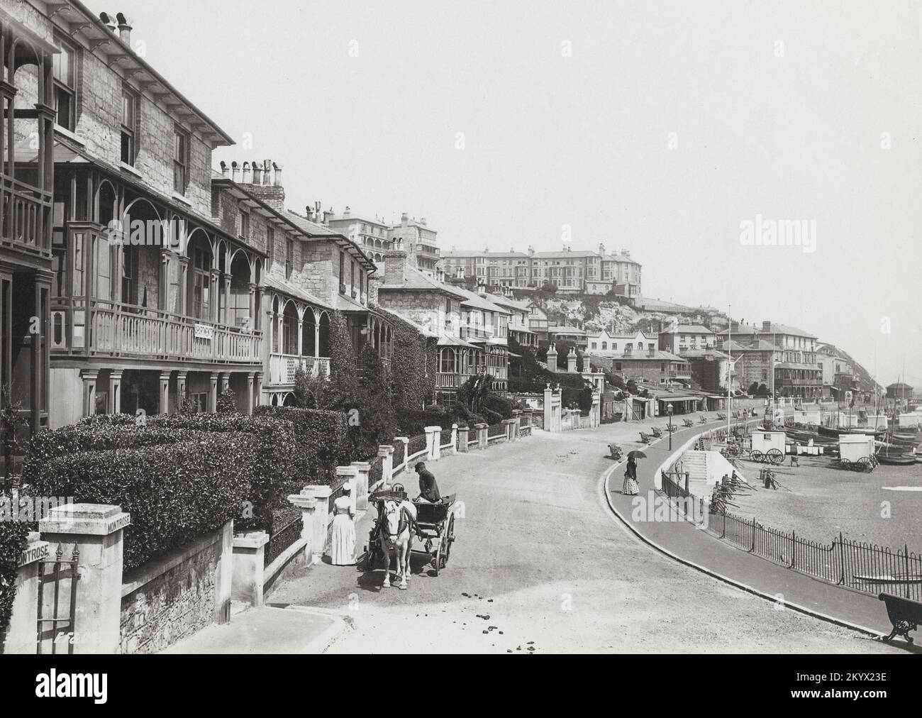 Vintage photograph - 1892 - Horse and cart on Esplanade, Ventnor, Isle ...