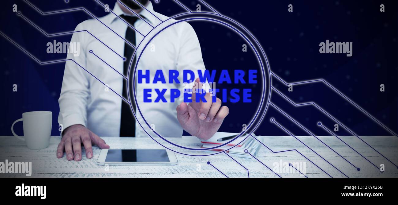 Text sign showing Hardware Expertise. Conceptual photo machines and ...