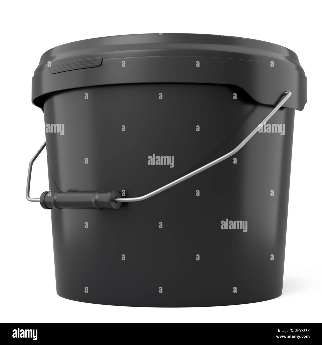 Closed plastic can or buckets of paint with handle on white background ...