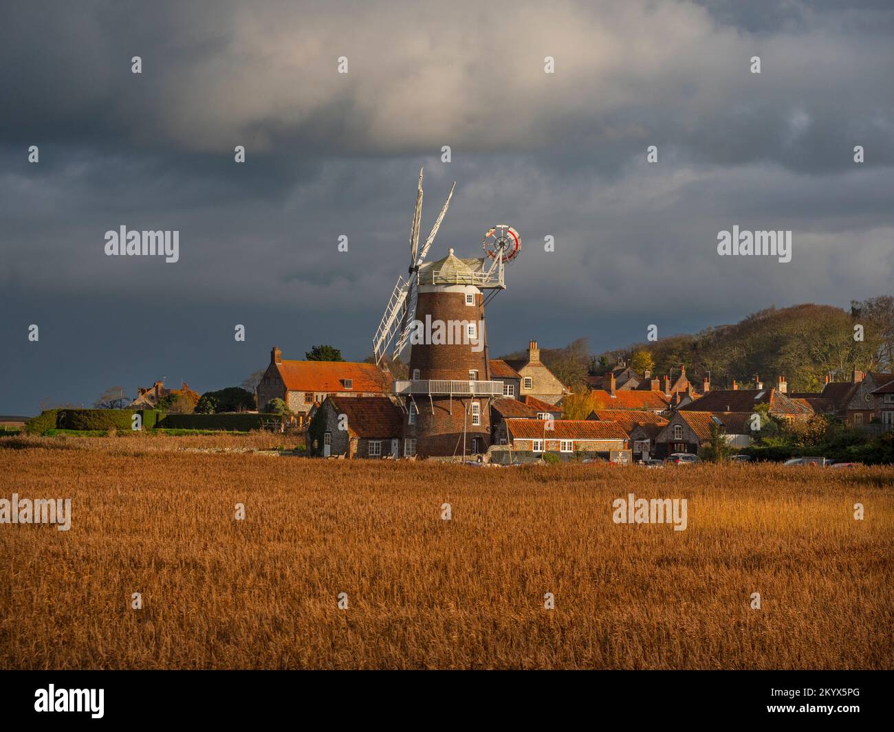Cley windmill and Cley Marshes Nature Reserve on the North Norfolk ...