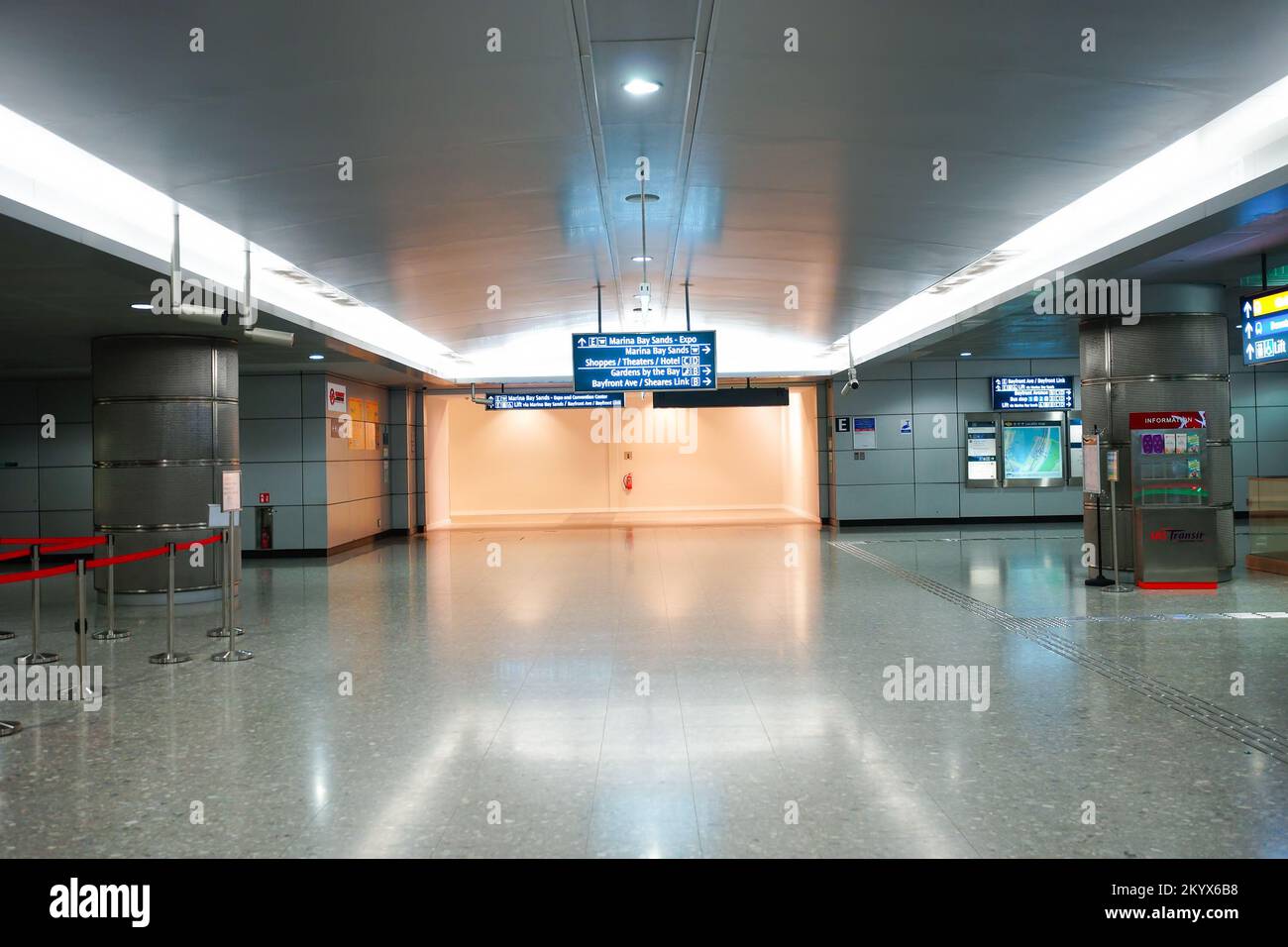 SINGAPORE - NOVEMBER 08, 2015: interior of MRT station. The Mass Rapid ...