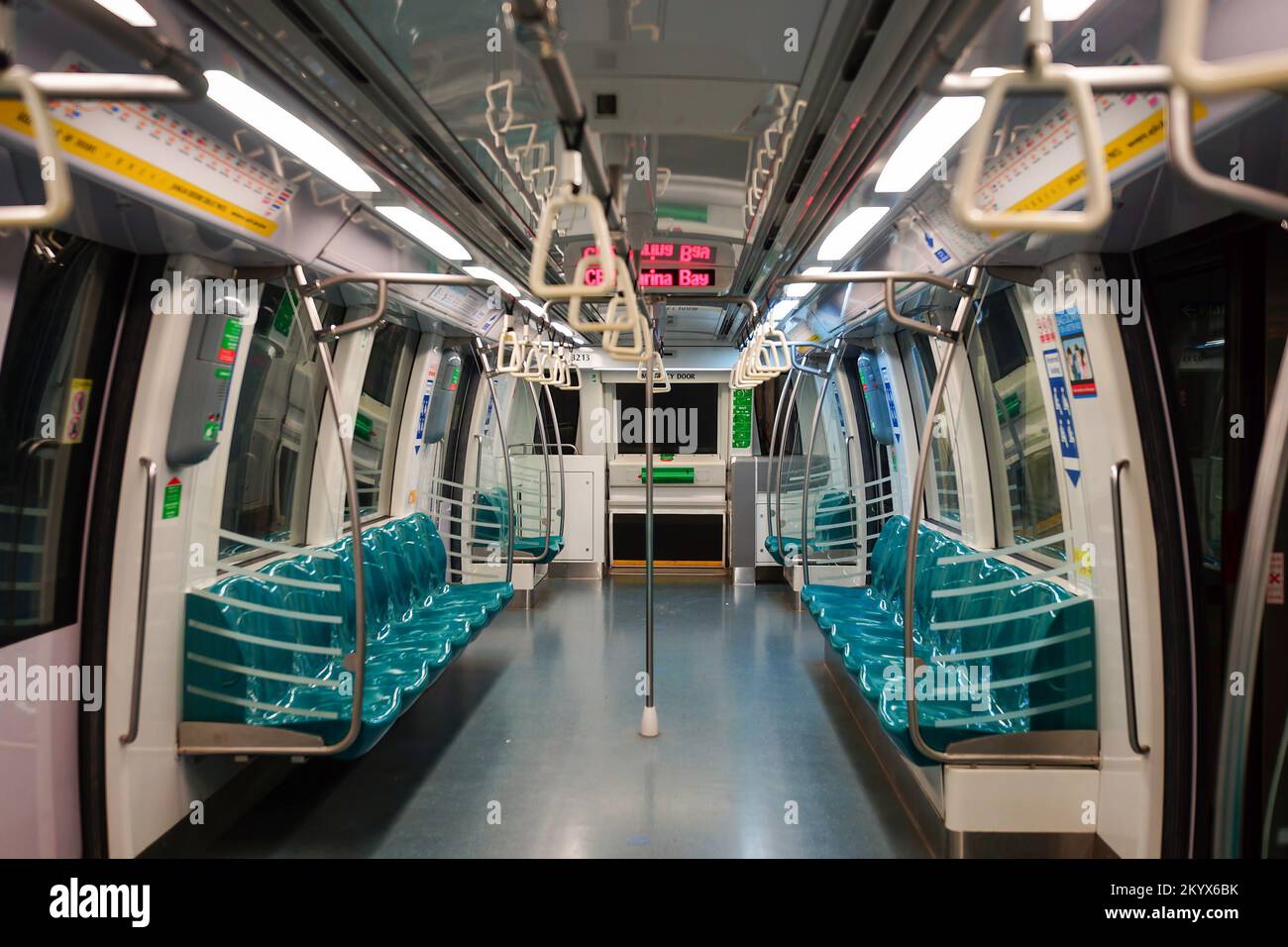 SINGAPORE - NOVEMBER 08, 2015: interior of MRT train. The Mass Rapid ...