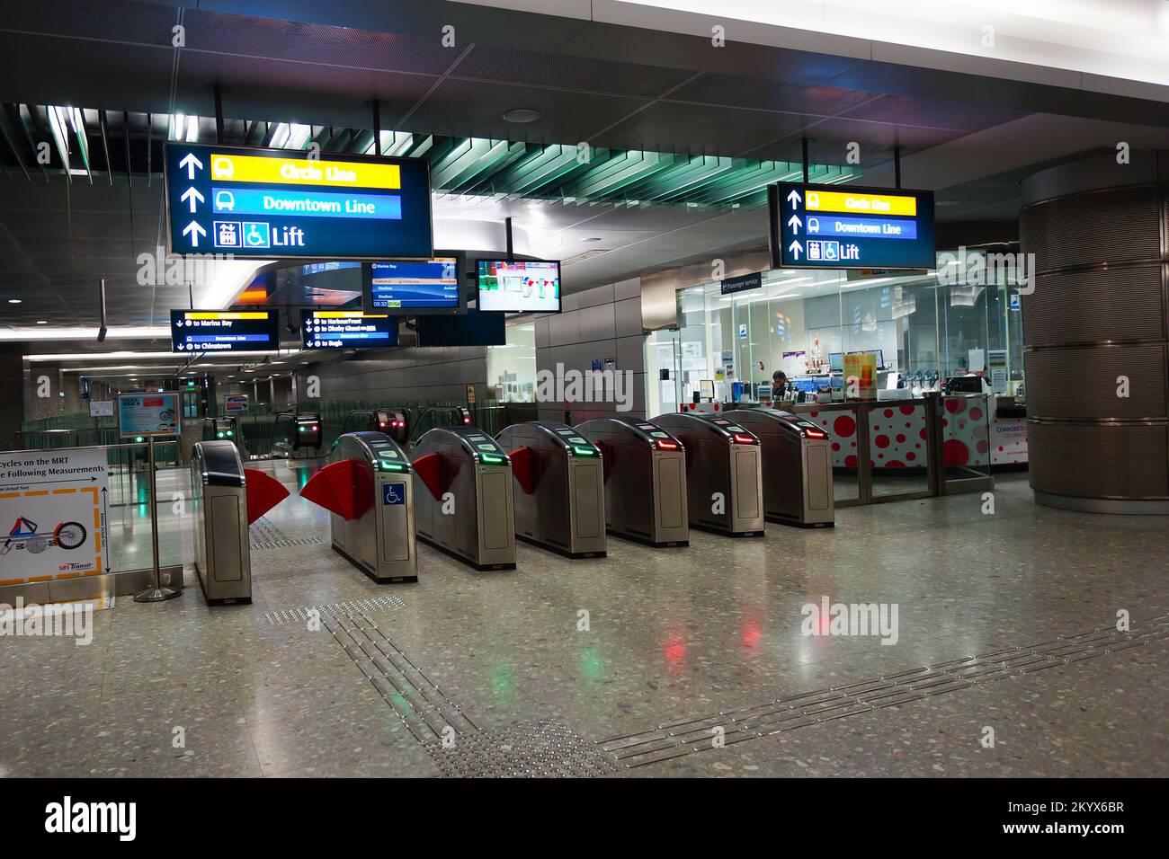 SINGAPORE - NOVEMBER 08, 2015: interior of MRT station. The Mass Rapid ...