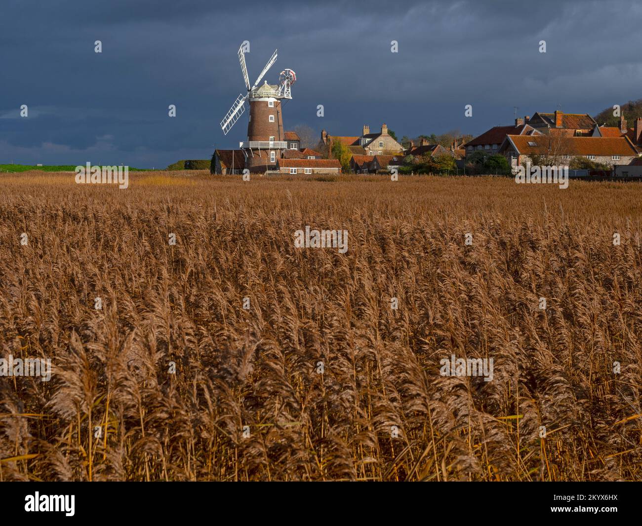 Cley windmill and Cley Marshes Nature Reserve on the North Norfolk ...