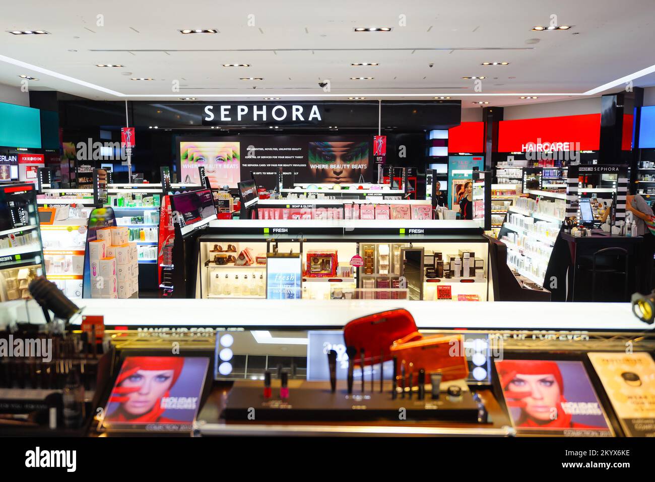 SINGAPORE - NOVEMBER 08, 2015: interior of Sephora store in The Shoppes ...