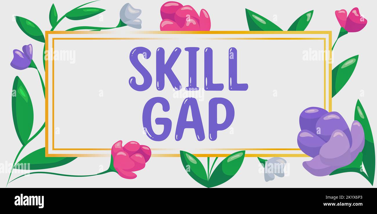 Hand writing sign Skill Gap. Conceptual photo Refering to a person's ...
