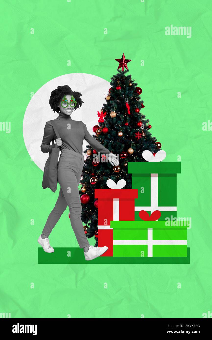 Creative photo 3d collage artwork postcard poster brochure of young ...