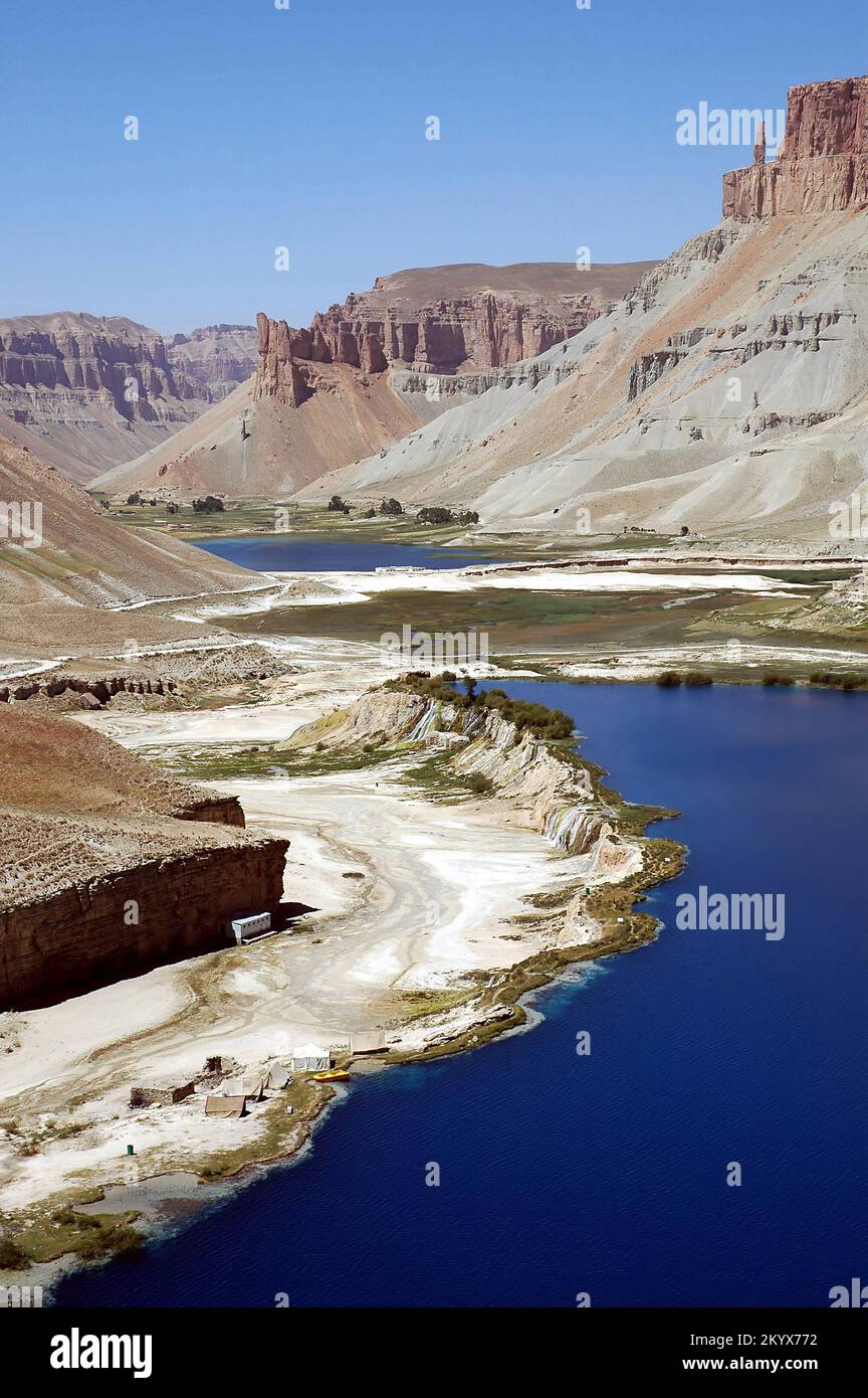 Band-e Amir lakes near Bamyan (Bamiyan) in Central Afghanistan. The blue lakes at Band e Amir ...