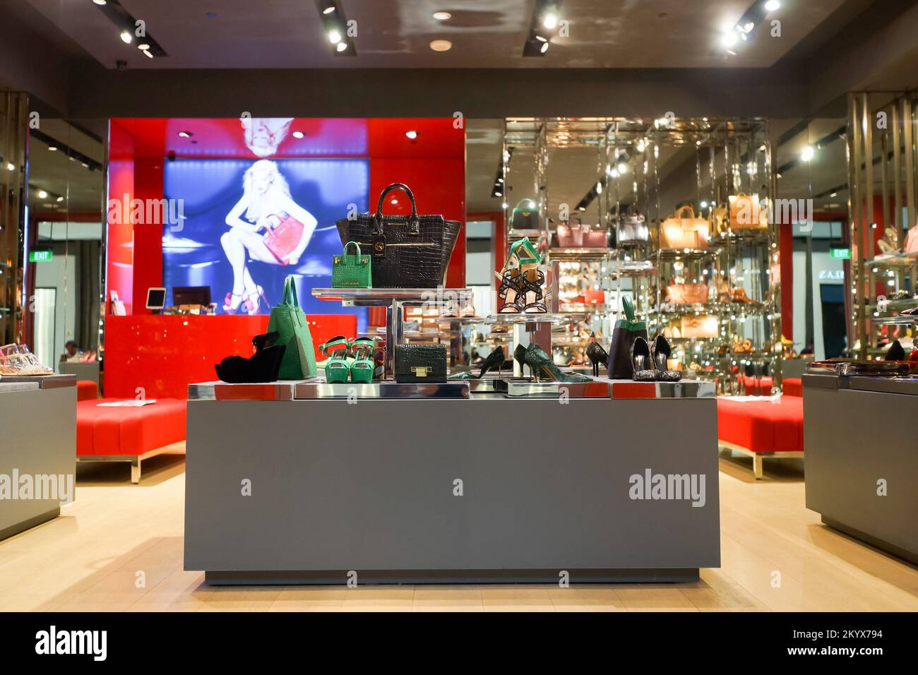 SINGAPORE - NOVEMBER 08, 2015: interior of Kurt Geiger store in The ...