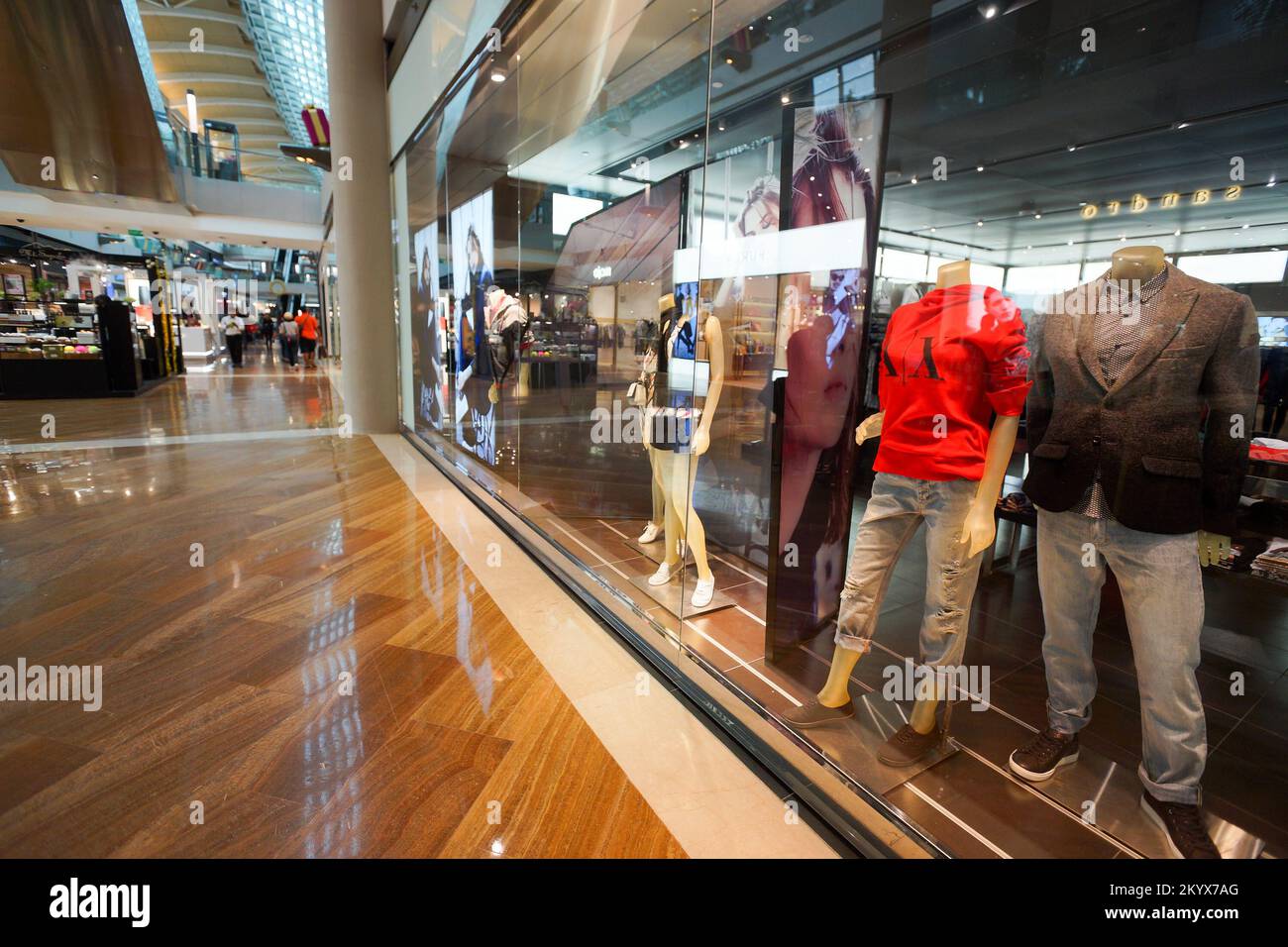 SINGAPORE - NOVEMBER 08, 2015: interior of Armani Exchange store ...