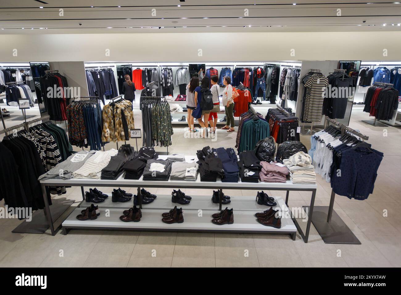 SINGAPORE - NOVEMBER 08, 2015: interior of Zara store. Zara is a ...