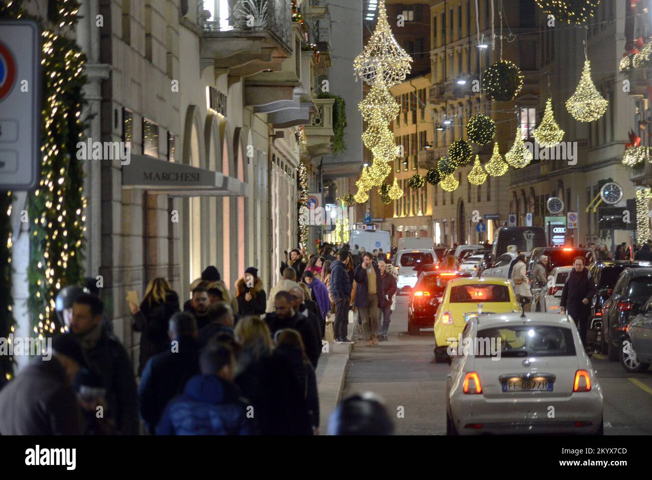 Milan, Italy. 02nd Dec, 2022. Milan, Christmas lights in via Monte ...