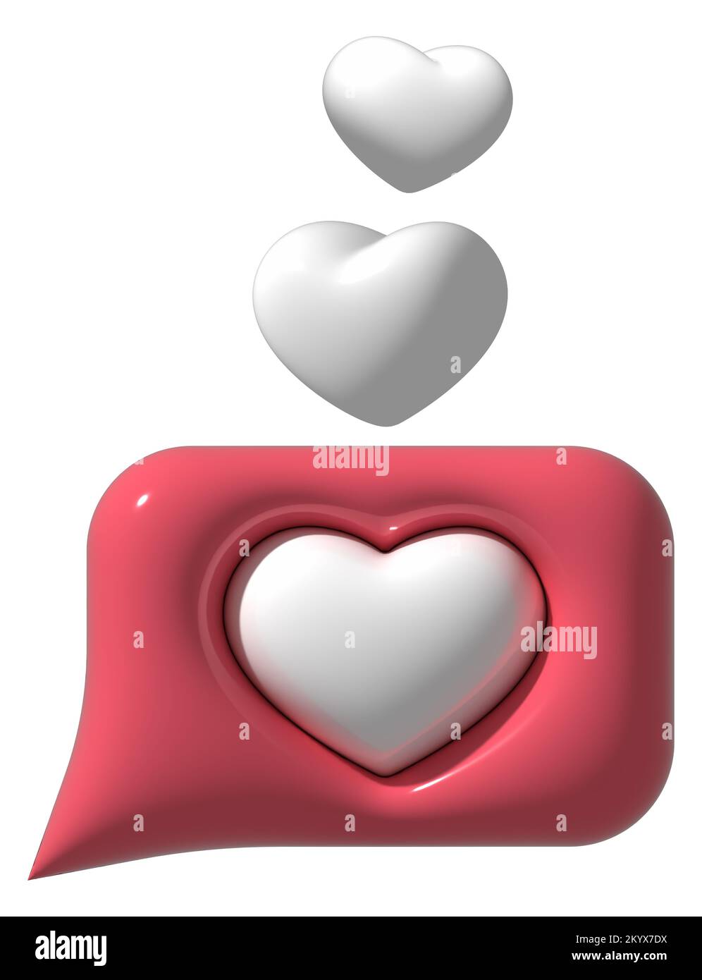 3D like heart in speech bubble icon. 3D element for social media render ...