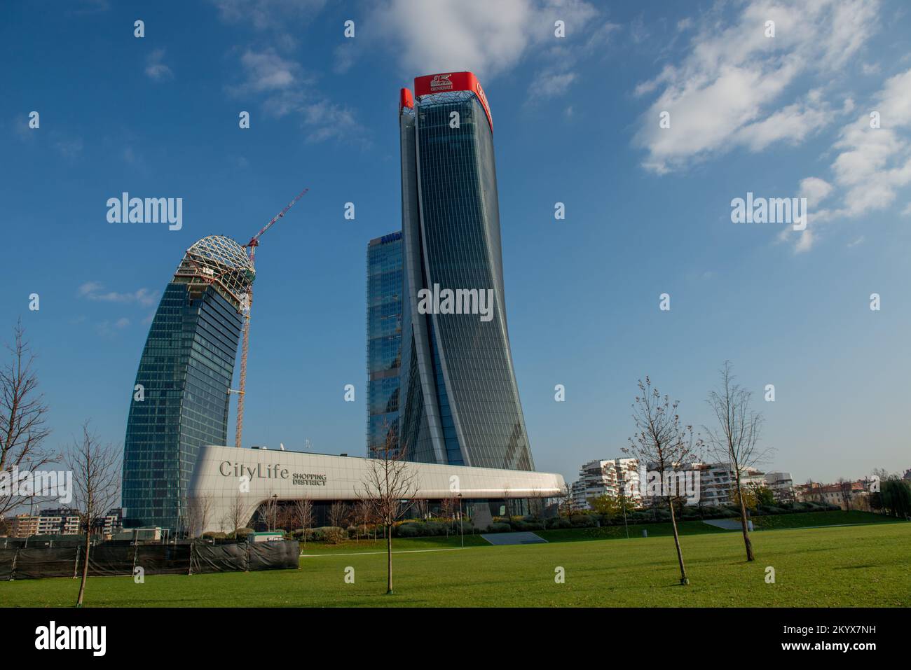 Milano Italia 4 dicembre 2019:Tre torri CityLife Shopping District is the largest urban district ...