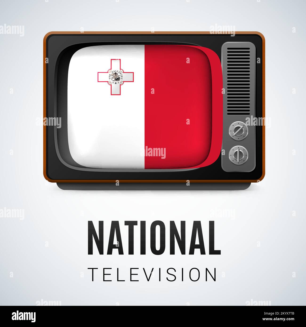 Vintage TV and Flag of Malta as Symbol National Television. Tele ...