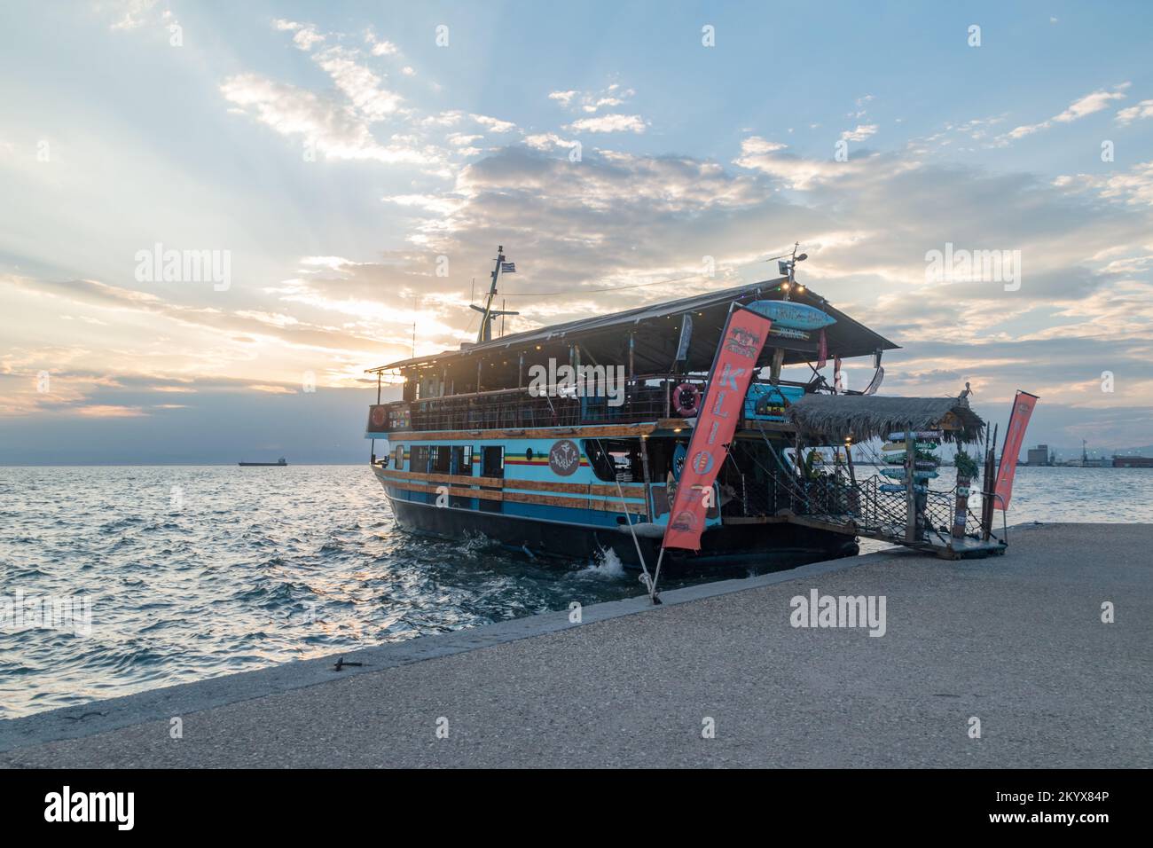 Thessaloniki, Greece - September 29, 2022: Cruise ship at sunset Stock ...