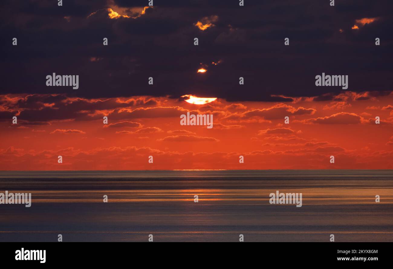 Dramatic Colorful Sunrise Sky. Mediterranean Sea. Abstract Red Sky ...