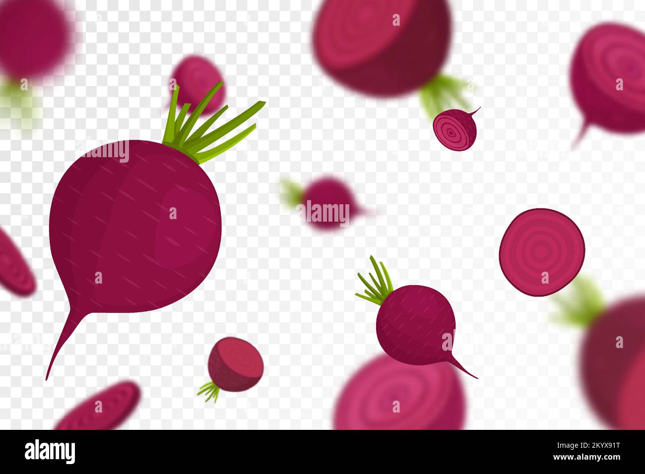 Falling beet, isolated on transparent background. Flying whole and ...