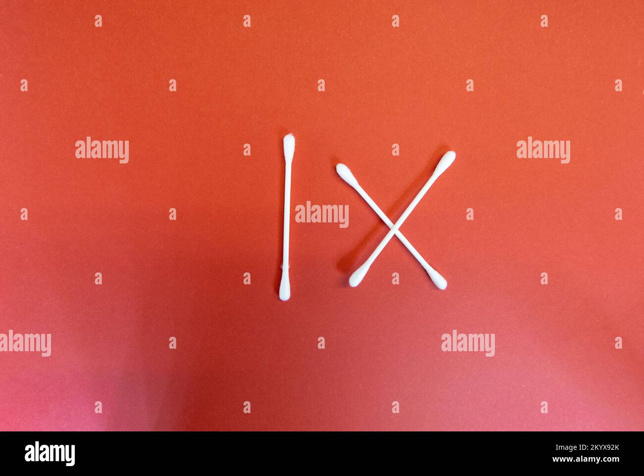 number nine (9) in roman numerals with clean white cotton buds isolated ...