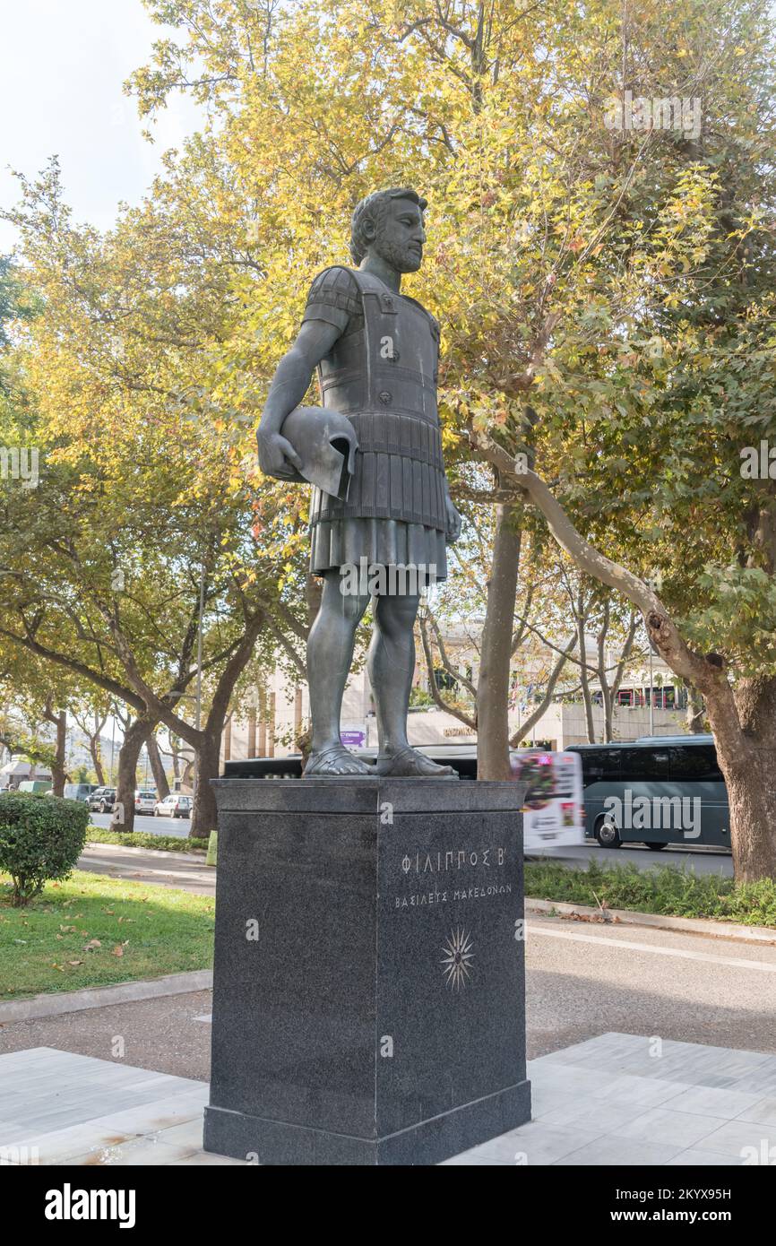 Thessaloniki, Greece - September 29, 2022: Statue of Philip II, King of ...