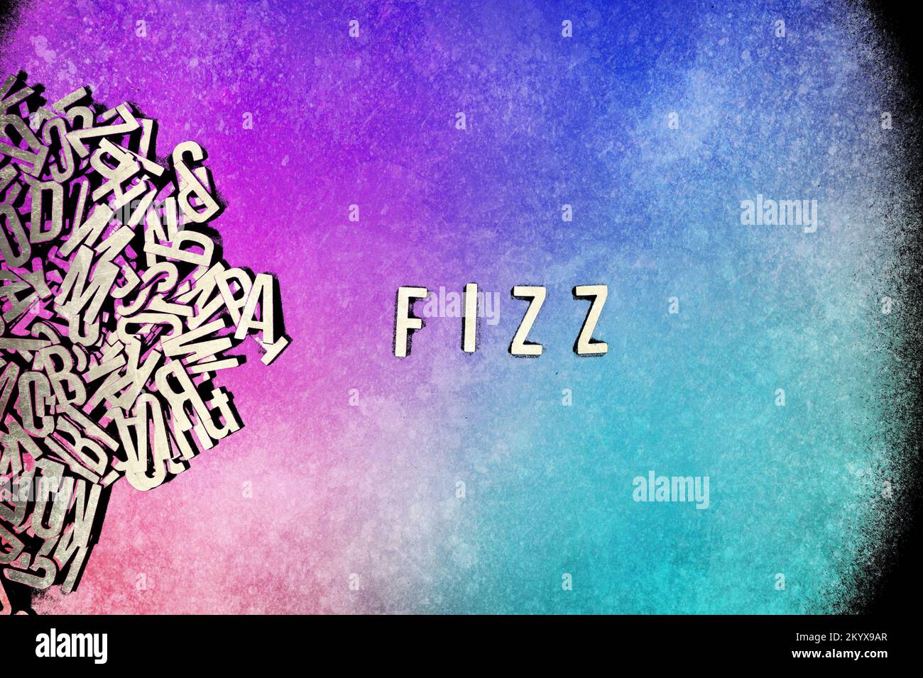 pile of wooden English language capital letters spilling into words ...