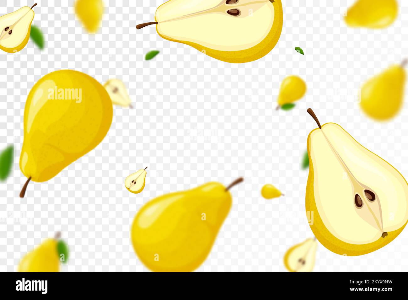 Falling juicy ripe pear fruit, isolated on transparent background ...