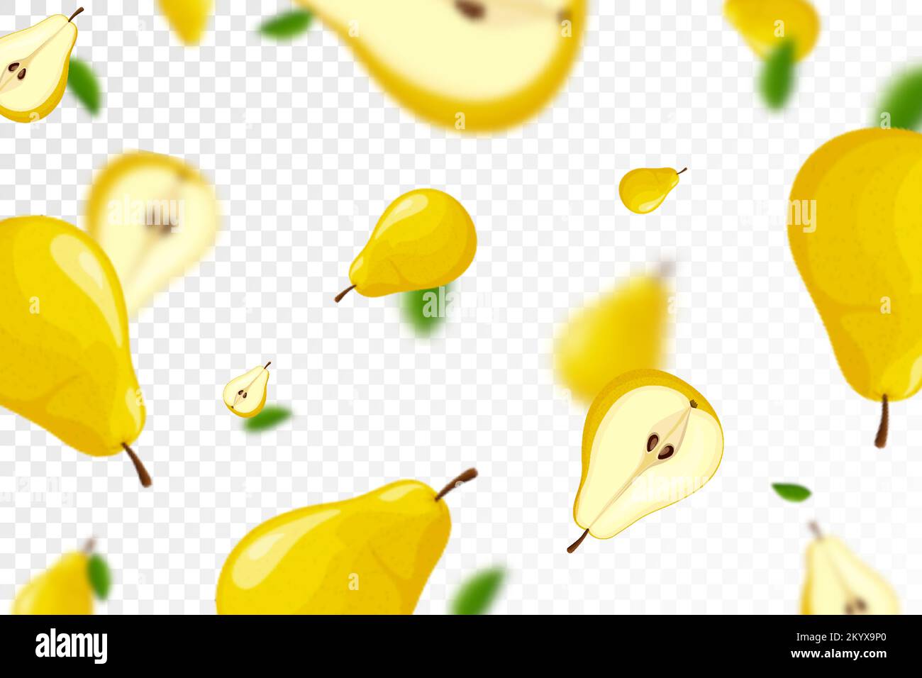 Falling juicy ripe pear fruit, isolated on transparent background ...
