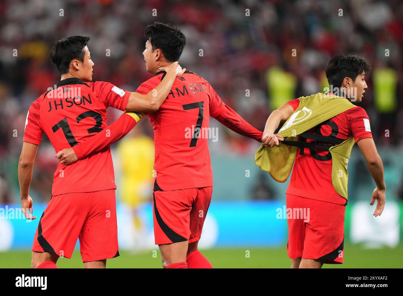 Doha, Qatar. 02nd Dec, 2022. Korea players celebrating the victory ...