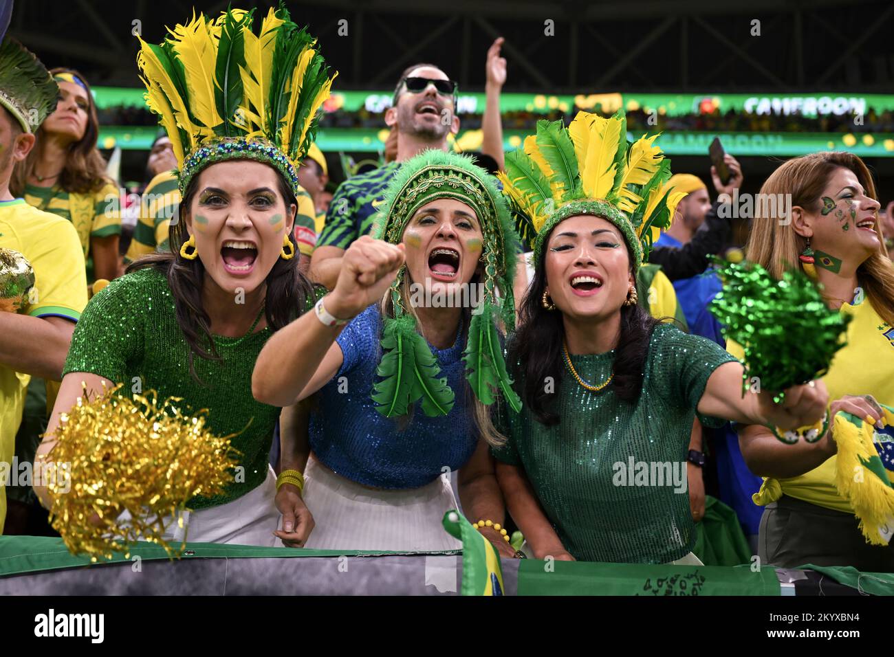 Lusail, Qatar. 2nd Dec, 2022. Fans of brazil cheer for the team before ...