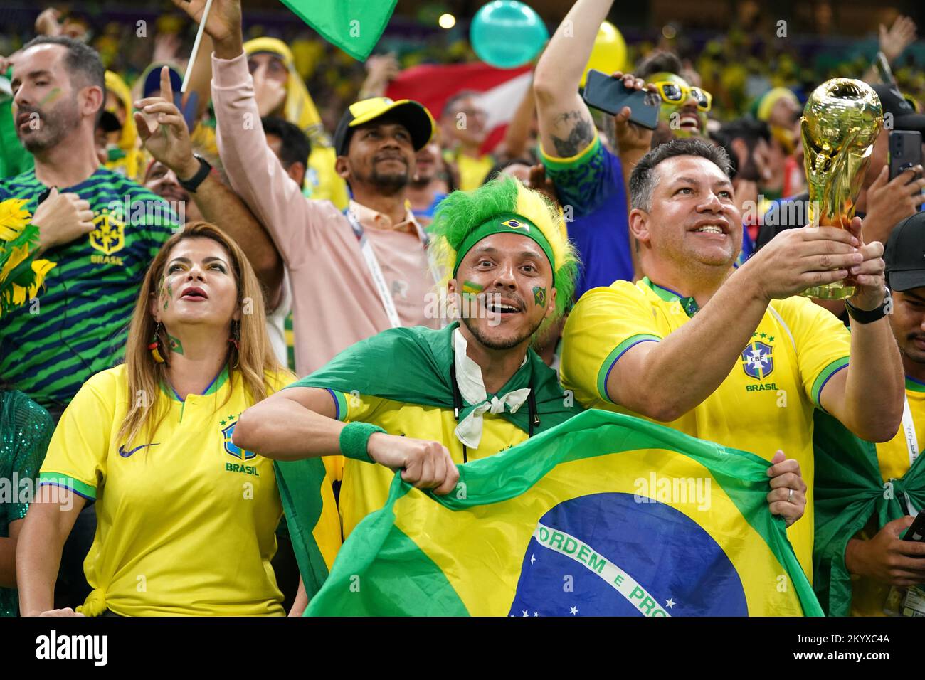 Brazil fans in the stands during the FIFA World Cup Group G match at ...