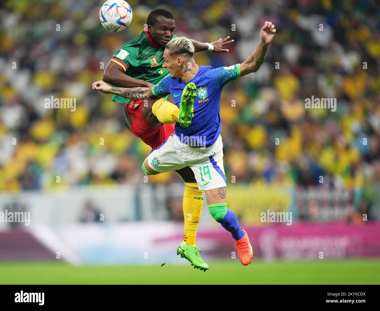 Nicolas Moumi Ngamaleu of Cameroon and Antony Matheus Dos Santos of ...
