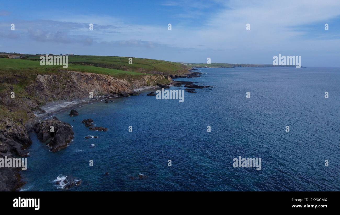 The southern coast of Ireland, top view. Blue sea space. Seascape ...