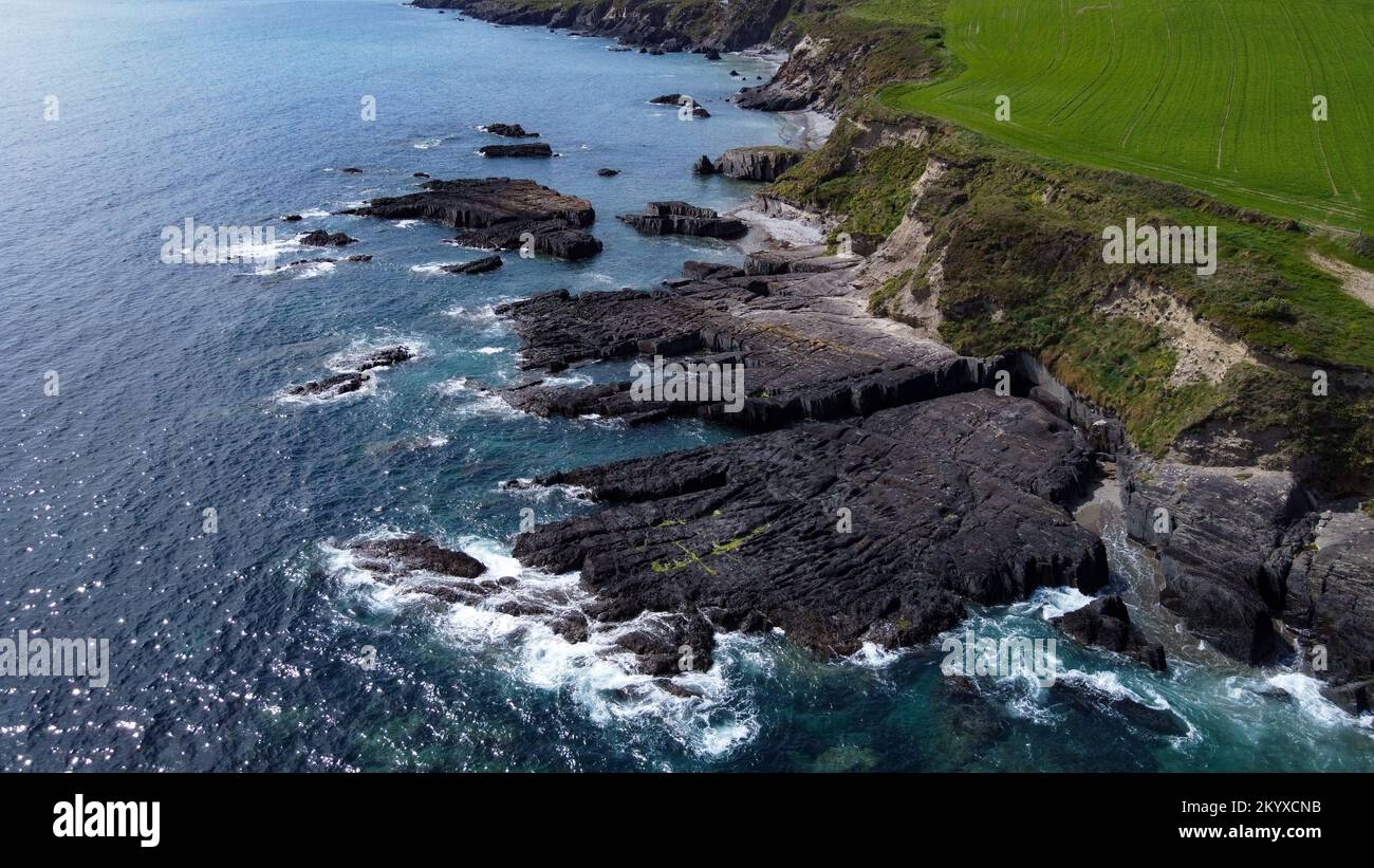 Rocky shores along the route of the Wild Atlantic Way, top view ...