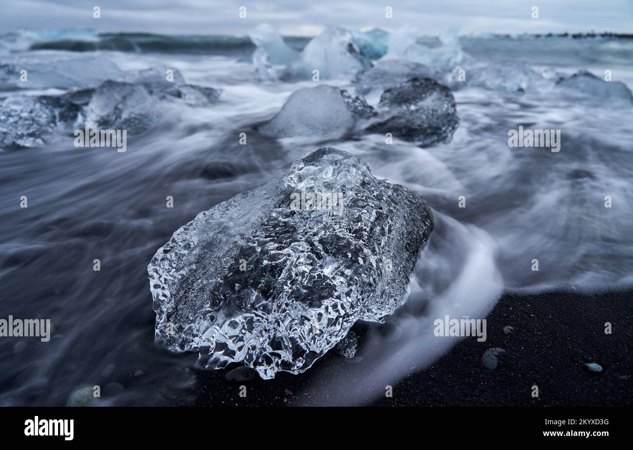 Beautiful peace of iceberg on diamond beach Stock Photo - Alamy