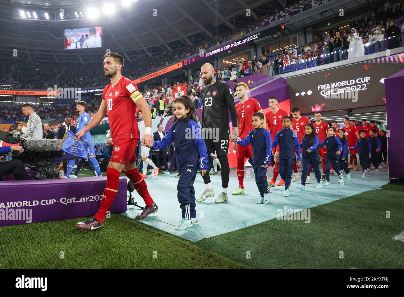 Doha, Qatar. 2nd Dec, 2022. Players enter the pitch before the Group G ...