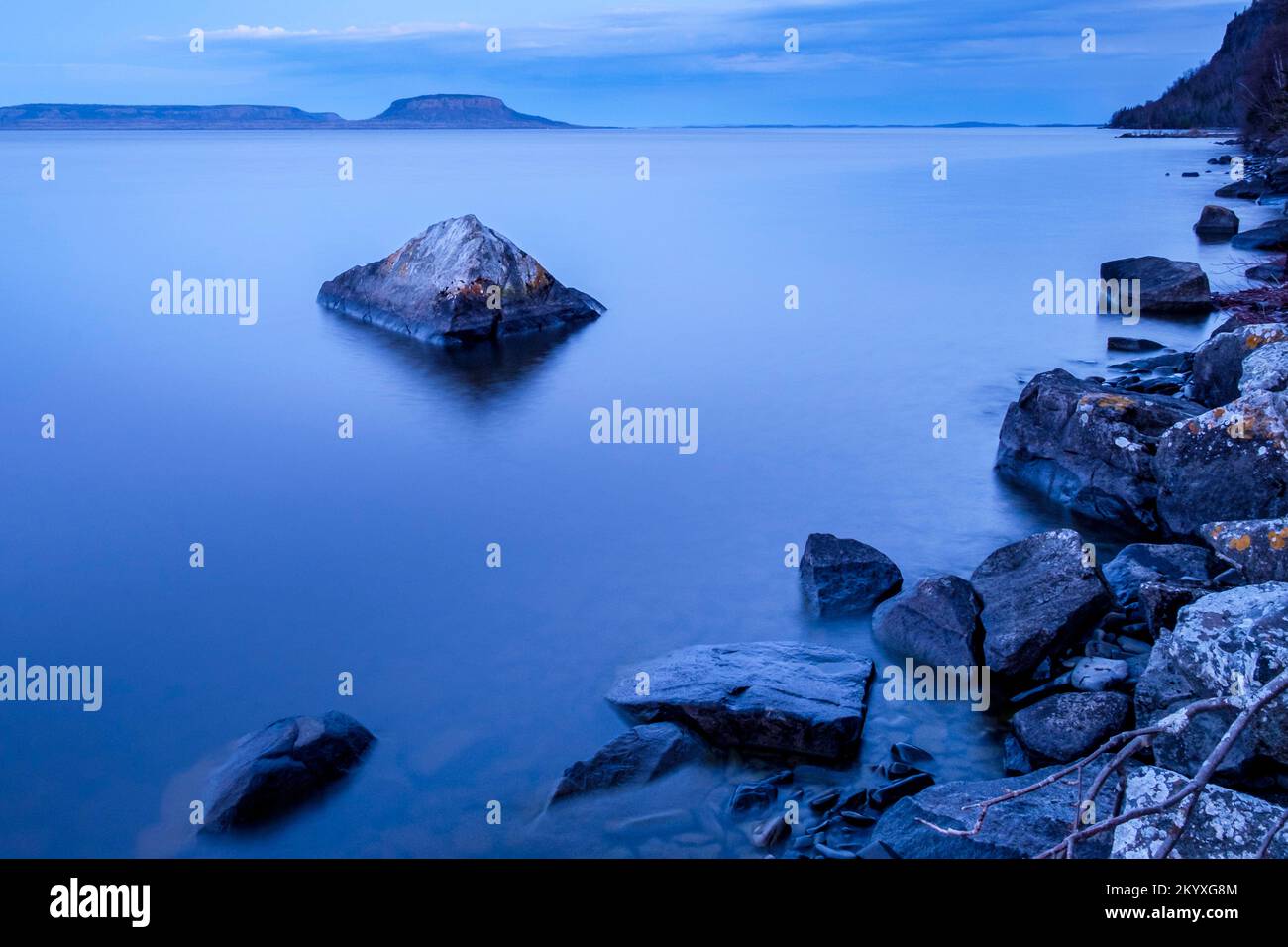 Pyramid shaped rock in Lake Superior near Thunder Bay, Ontario, Canada ...