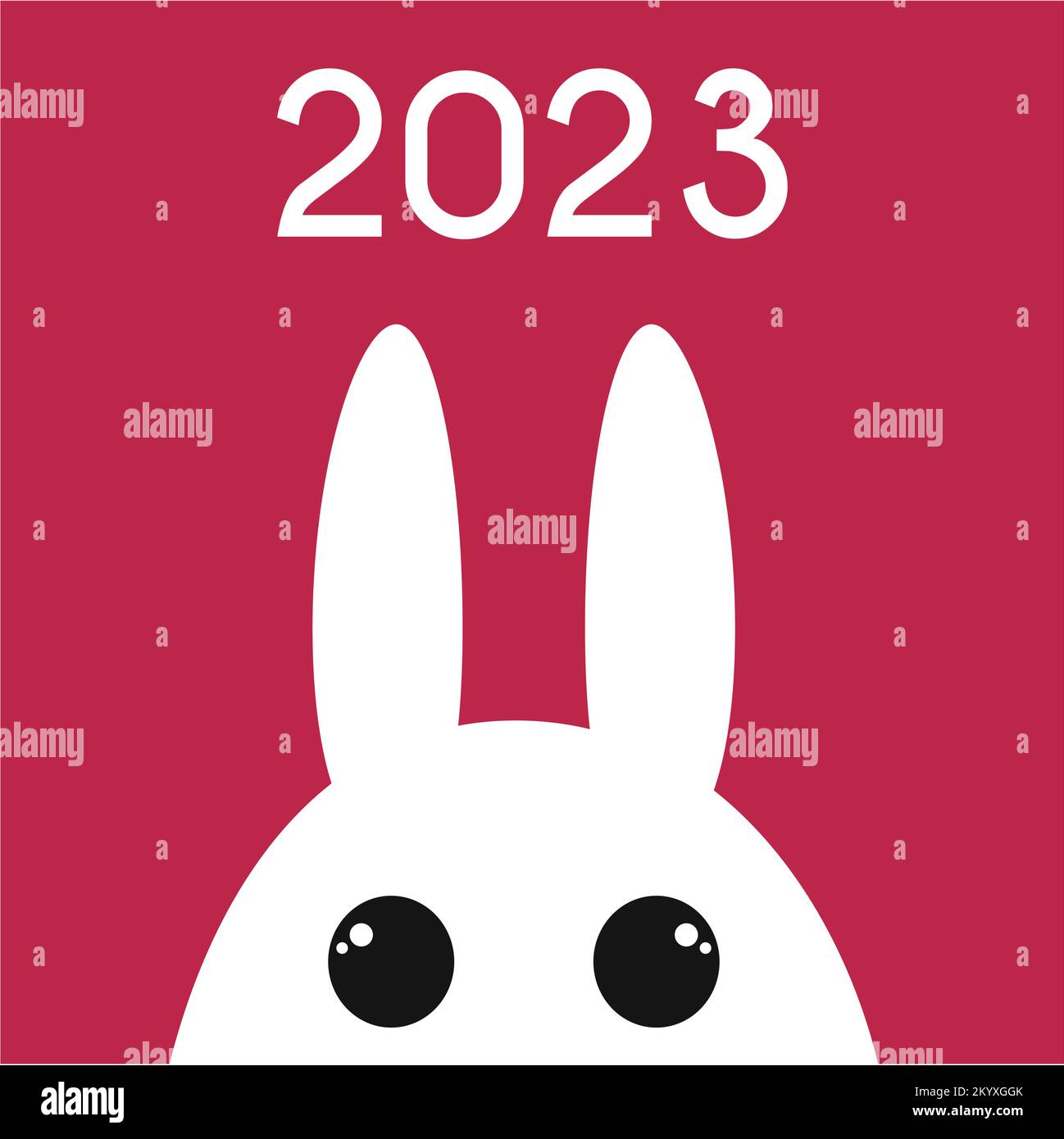 New Year 2023 banner with cute kawaii rabbit on magenta background ...