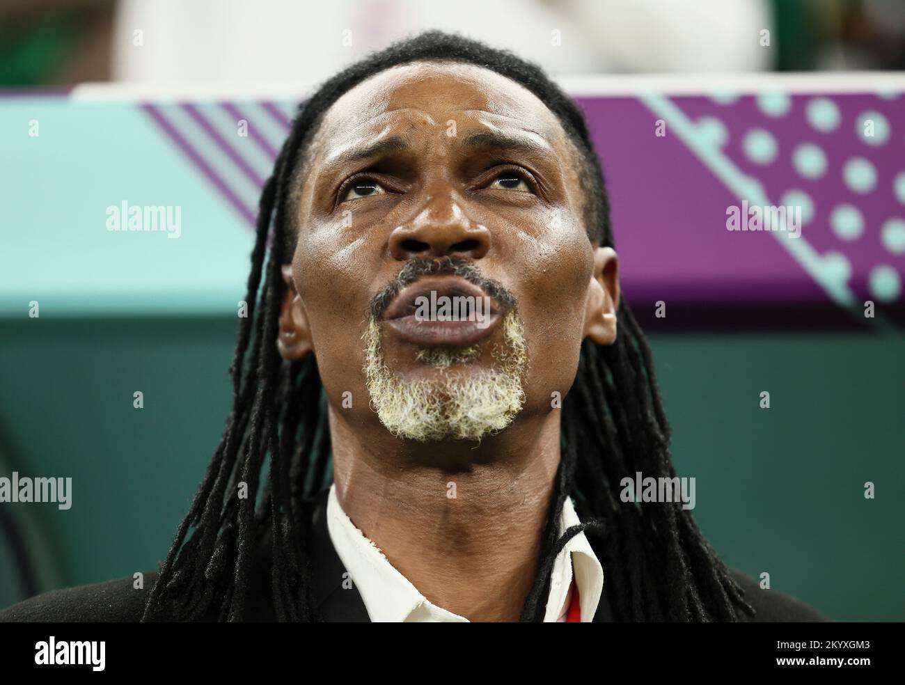 Lusail, Qatar. 2nd Dec, 2022. Rigobert Song, head coach of Cameroon, is ...