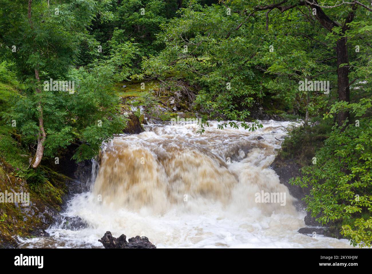 Heavy rain makes a spectacular sight along the Rhaeadr Du waterfalls ...
